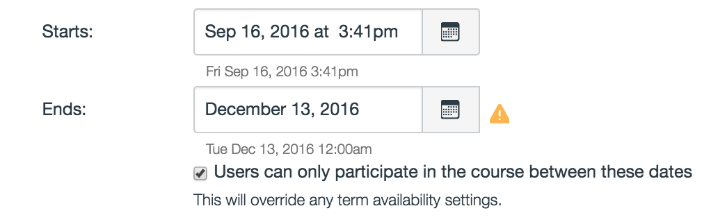1Change Course Start and End Dates - Adams Center