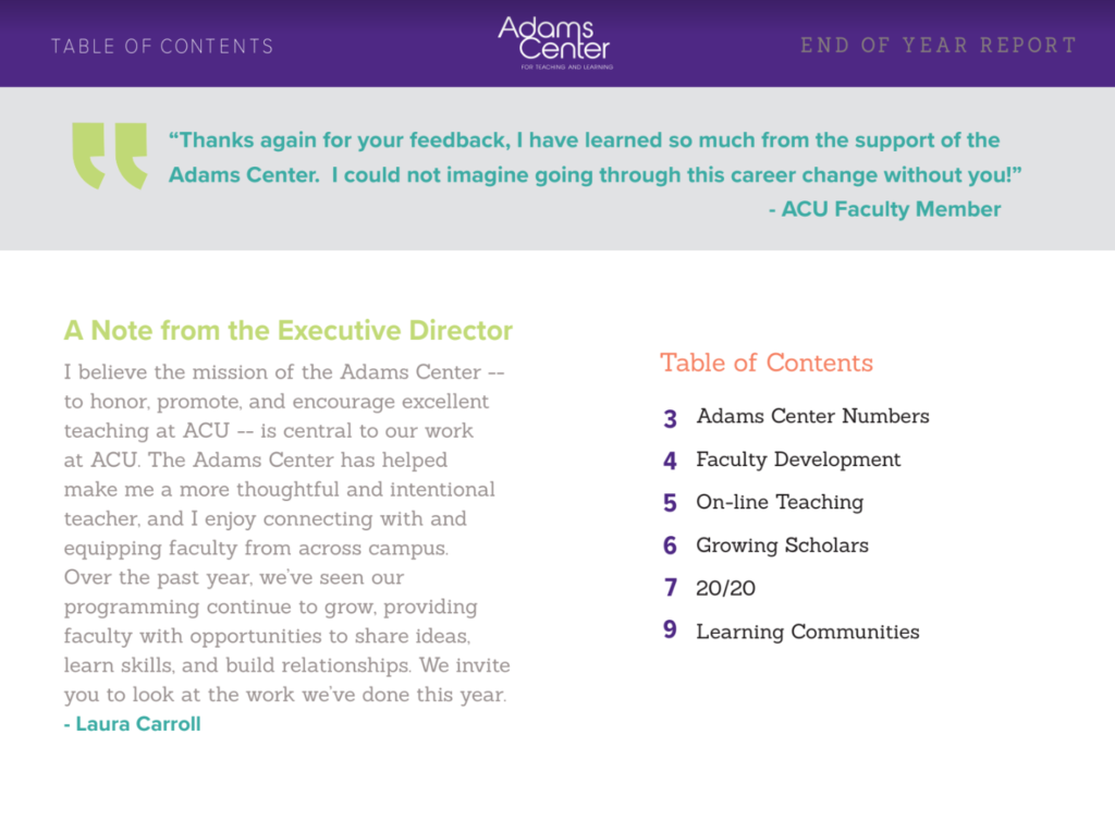 Adams Center 2018-2019 Year-end Report - Adams Center