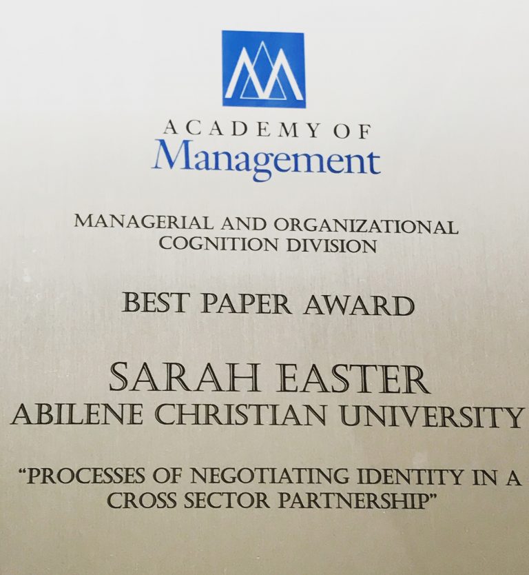Dr. Sarah Easter Wins Best Paper | The College of Business at ACU